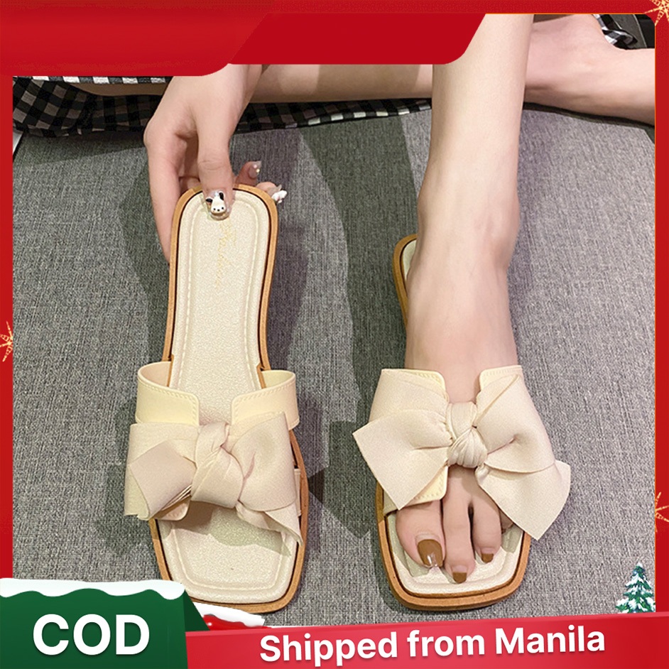 New Summer Slippers Women's Outdoor Wear Flat Ribbon Beach Slippers(add ...