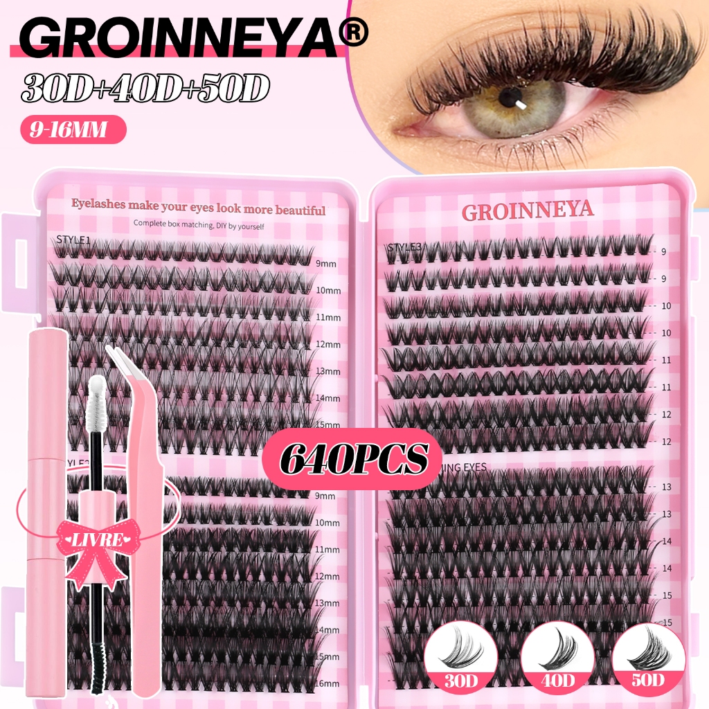 640 Clusters Individual Lashes Book Large Capacity 8-16MM Mixed Length ...