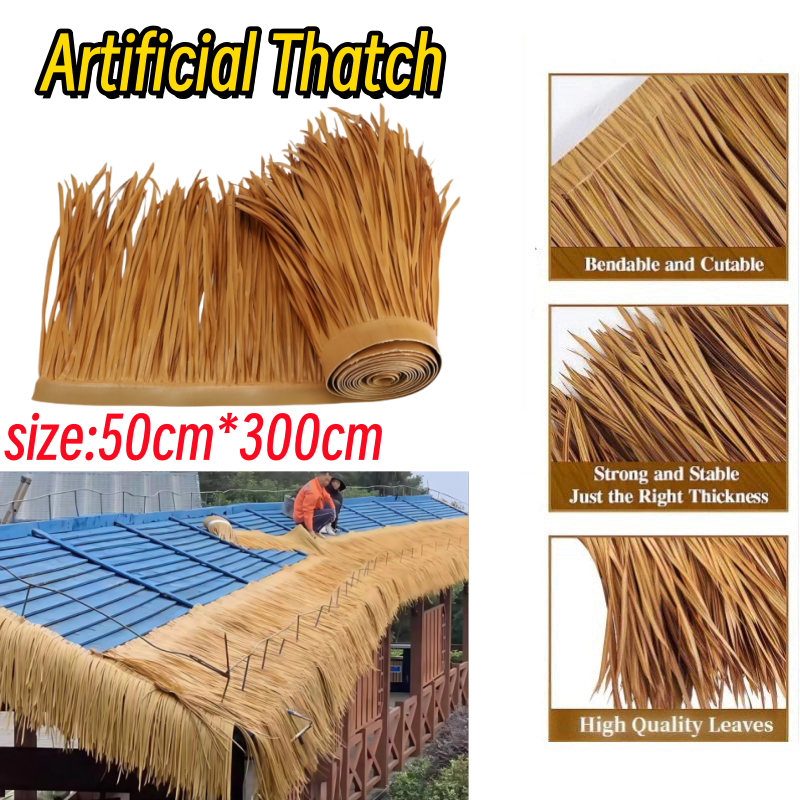 3m*0.5m Simulated Thatched Fireproof Fake Plant Scenic Roof Area ...