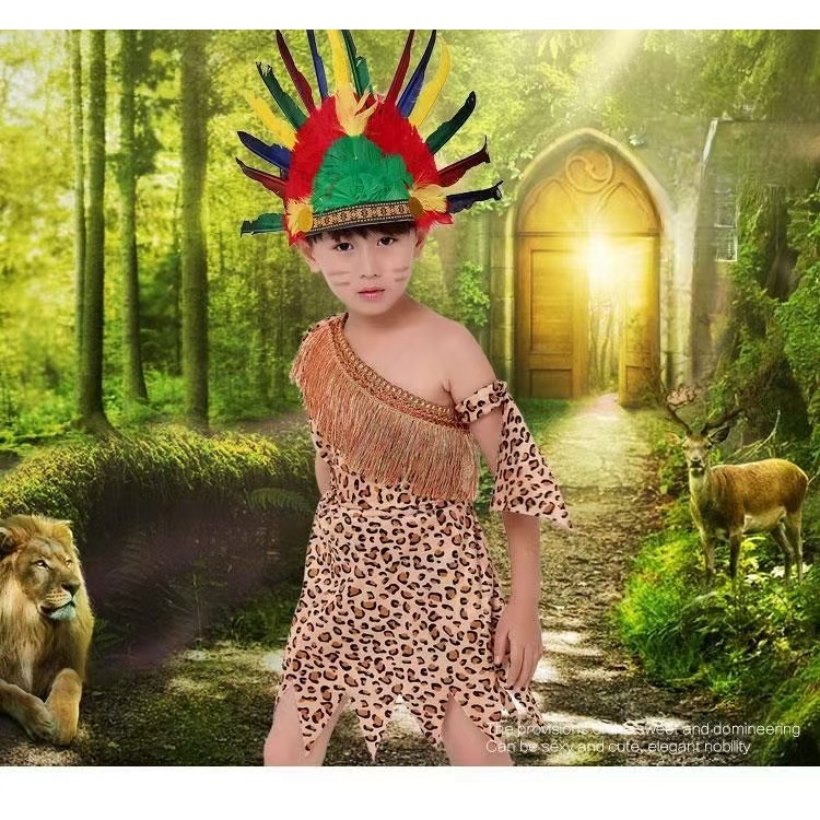 Halloween costumes Children Savage Costume African Drum Indian Leopard ...