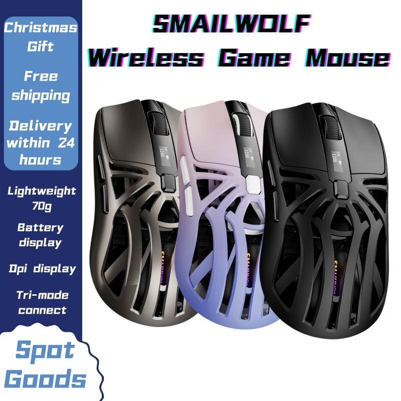 SMAILWOLF Wireless Gaming Mouse Battery Dpi Display Tri-mode Connect ...