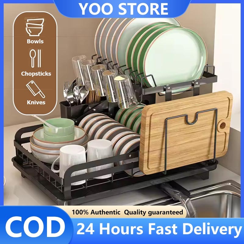 Dish Rack With Drainer Kitchen Drain Rack Multi-functional Sink Rack ...