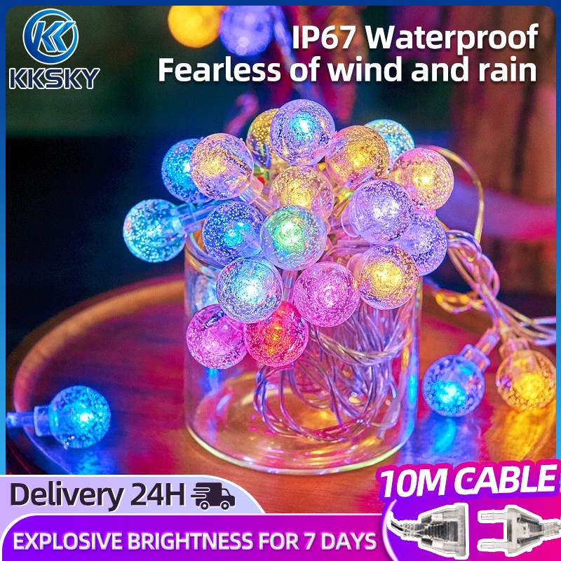 KKSKY Connectability 220V String Lights Christmas Lights Outdoor 100 ...