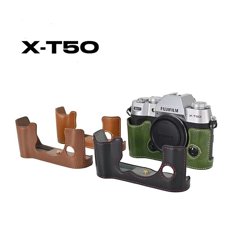 Fashional Camera Bag Case For Fujifilm XT50 X-T50 Leather Half Body Set ...