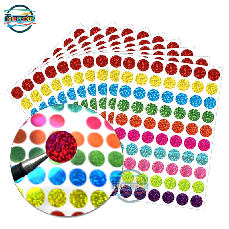 700pcs10sheets laser colored round dot stickers multi-color circular ...