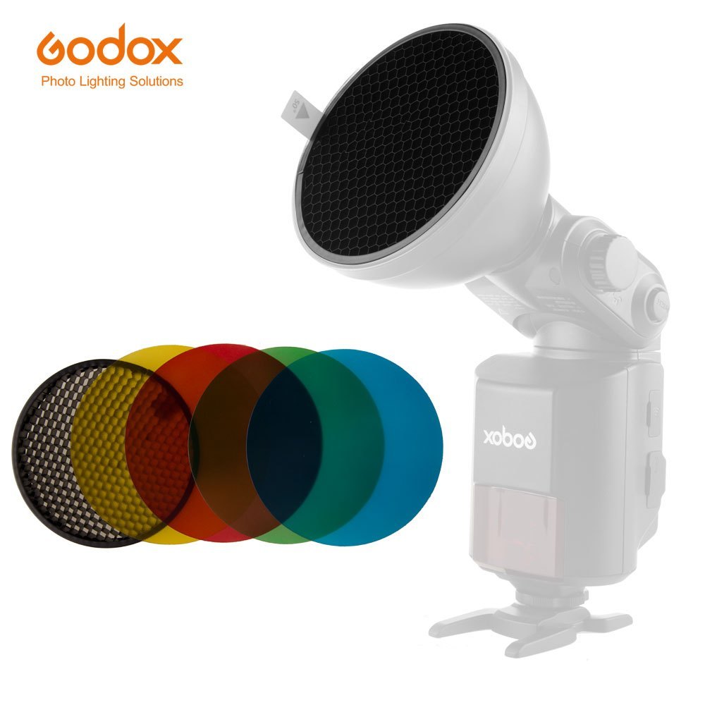 Godox AD-S11 4 Colors Filter Gel Pack + Honeycomb Grid Cover Reflector ...