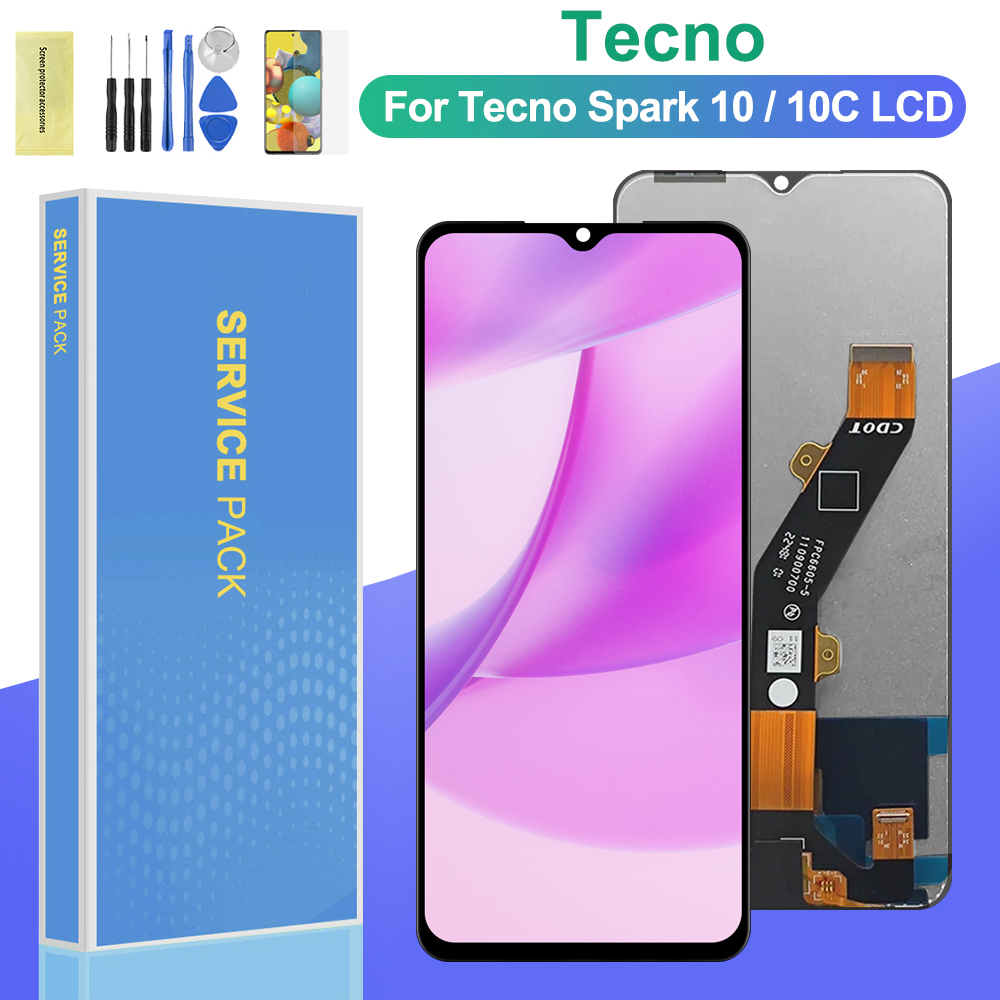 Original Tecno Spark 10 10C LCD Display with Touch Screen Spark 10 5G KI8 Digitizer Assembly ...