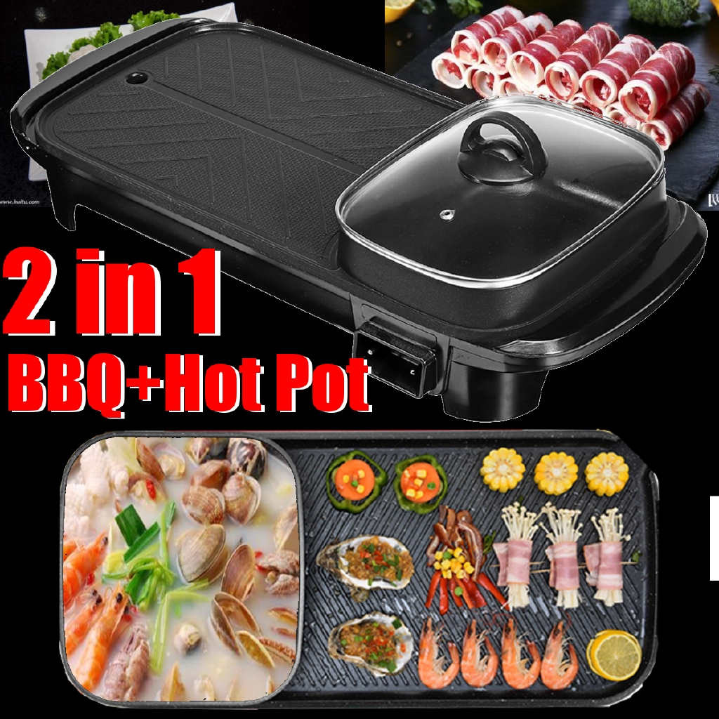 2 in 1 SAMGYUPSAL GRILL SET with HOT POT | Electric Grill Pan | Grill ...