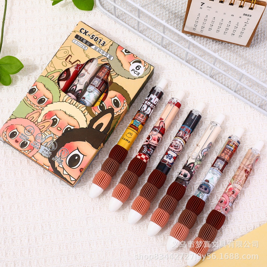 labubu quick-drying neutral press-down pen cartoon water pen carbon ...