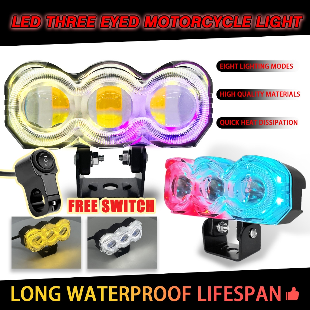 Motorcycle spotlight dazzling angel eye modified LED headlight with 3 ...