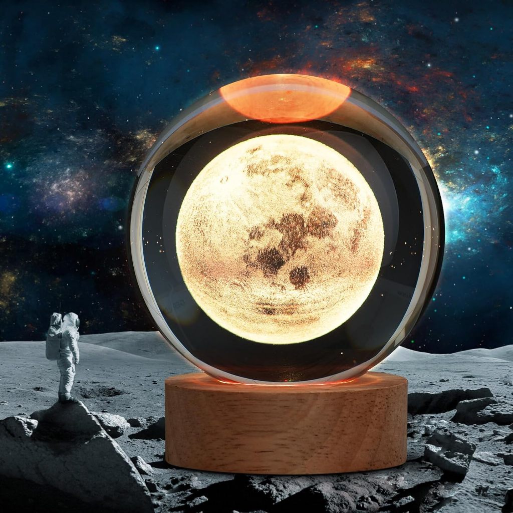 3D solar system Crystal ball Moon light decorative quartz glass ball ...