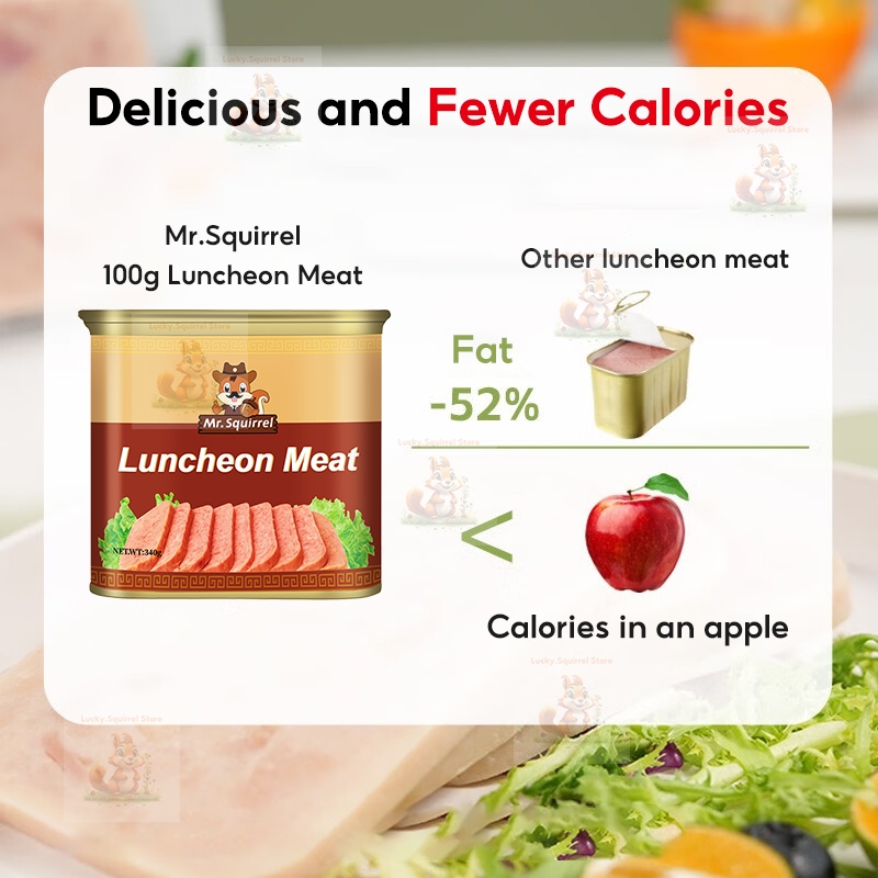 Mr.Squirrel 340g × 24 (1BOX) Pork/Chicken Premium Luncheon Meat Ready ...