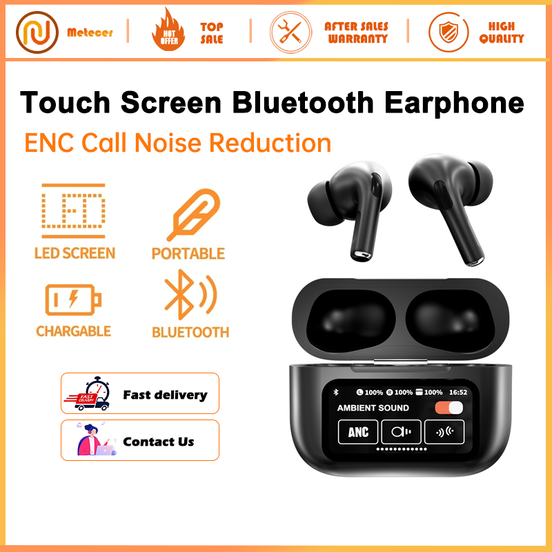 A9 Pro Wireless Bluetooth Earphones LED Screen Headphone ANC Touch ...
