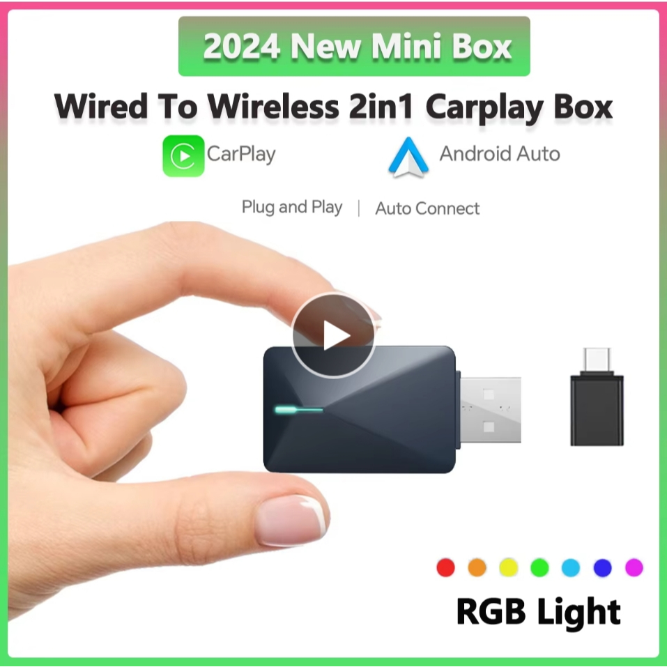 NEW 2in1 Carplay Mini Box Android Auto Wireless Adapter Smart Mini Box ...