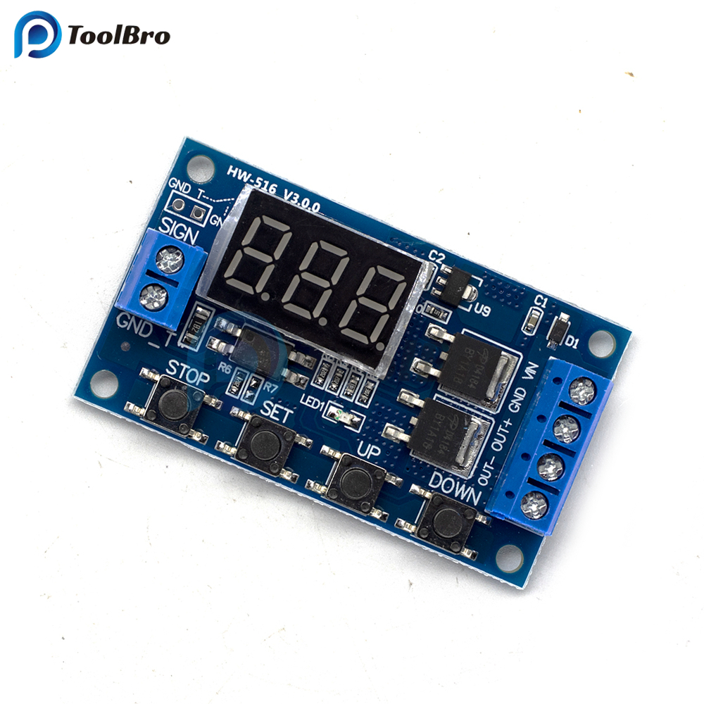 DC 12V 24V Dual MOS LED Digital Time Delay Relay Trigger Cycle Timer Delay Switch Circuit Board ...