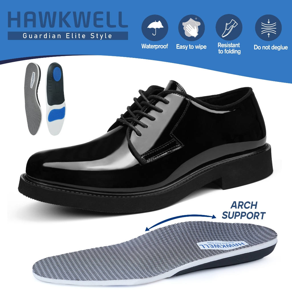 Hawkwell Mens Dress Shoes Charol Wetlook Shoes Police Security Guard ...
