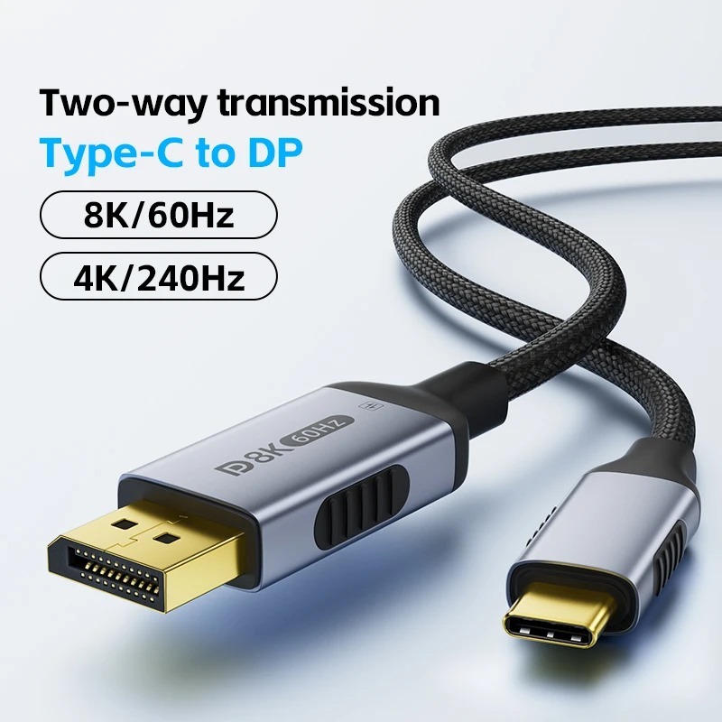 1m 1.5m 2m Type C to DisplayPort 2.1 Cable 8K@60Hz 4K@144Hz Bi ...