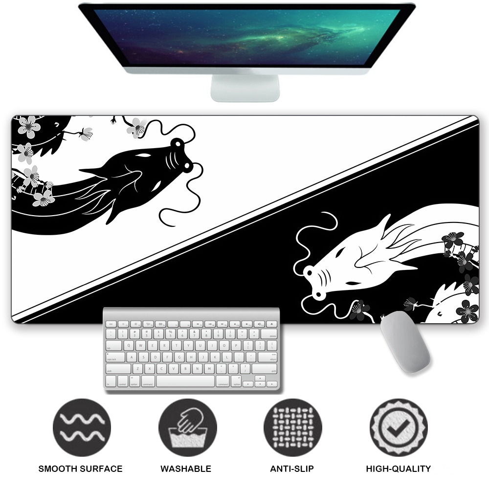 Black and white dragons Mousepad Extended Mousepad Large Gaming ...