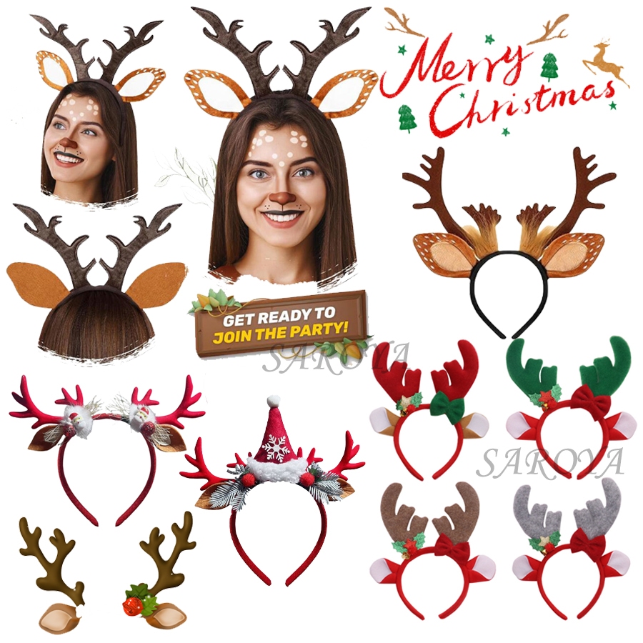 Christmas Reindeer Antlers Headband Cute Realistic Deer Christmas ...
