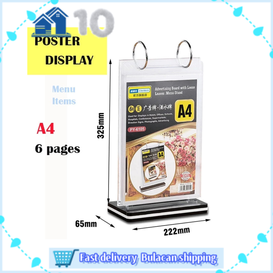 Restaurant menu display A4 size shop promos holder Acrylic display ...