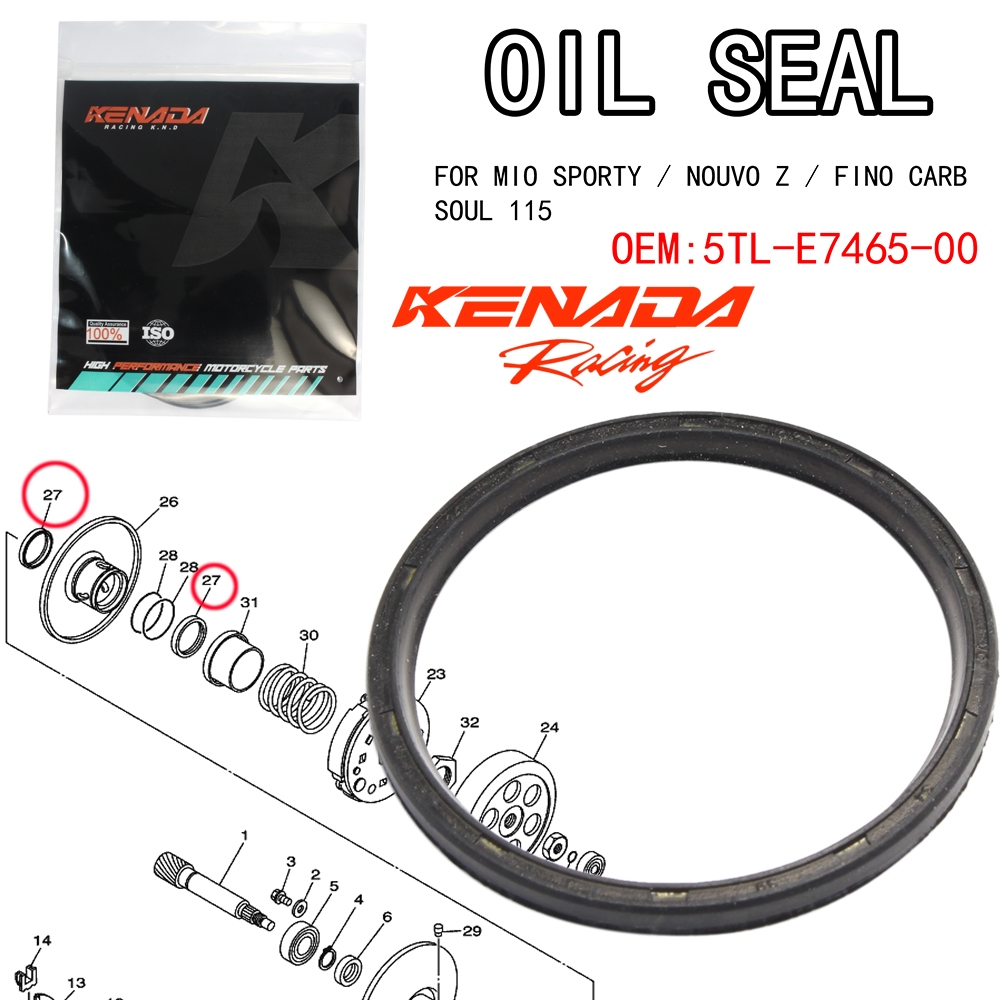 Kenada Racing Oil Seal Torque Drive Mio Sporty Nouvo Soul Fino 5TL-E7465-00 Yamaha Genuine ...