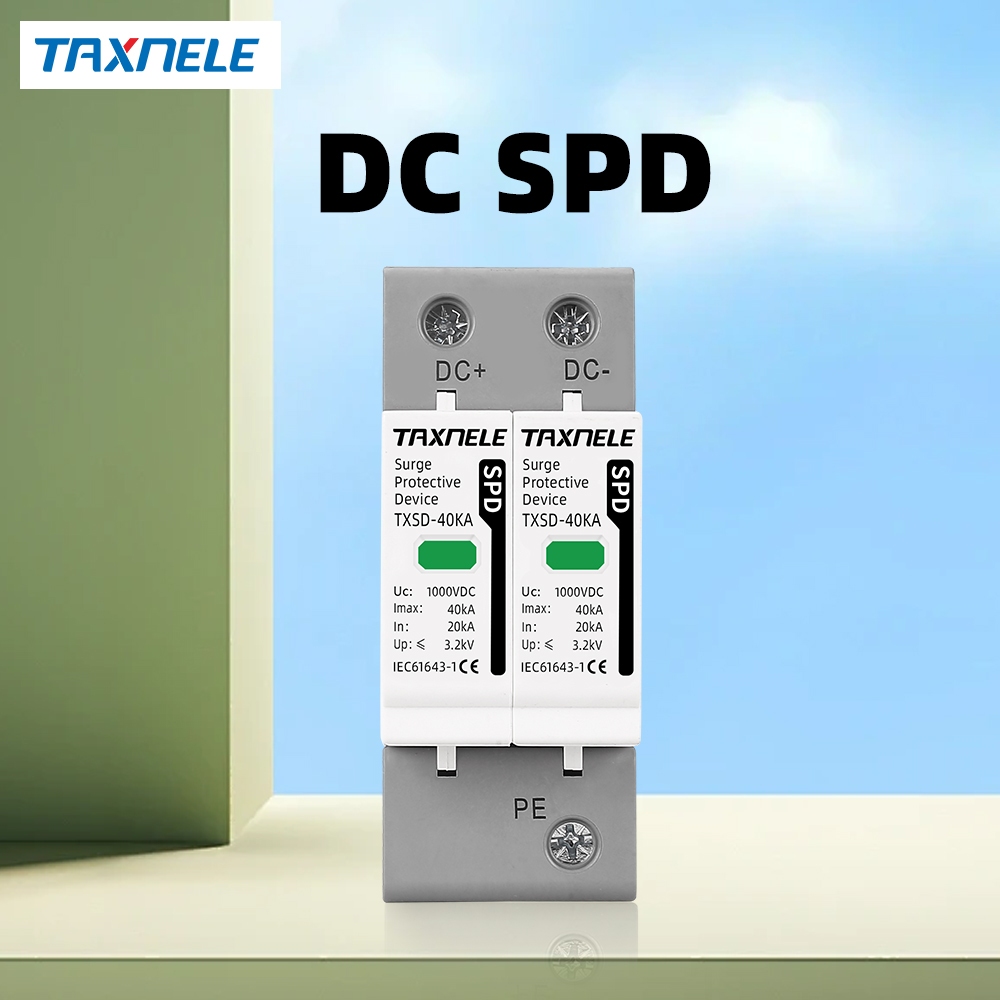 TAXNELE DC SPD Surge Protector 600V 1000V 2P 20KA 40KA Solar PV Lightning Arrester Voltage ...