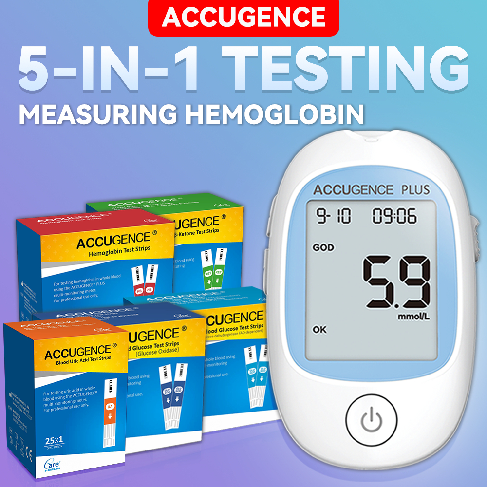 ACCUGENCE 5 in 1 Multi function Blood Glucose meter Uric acid meter ...