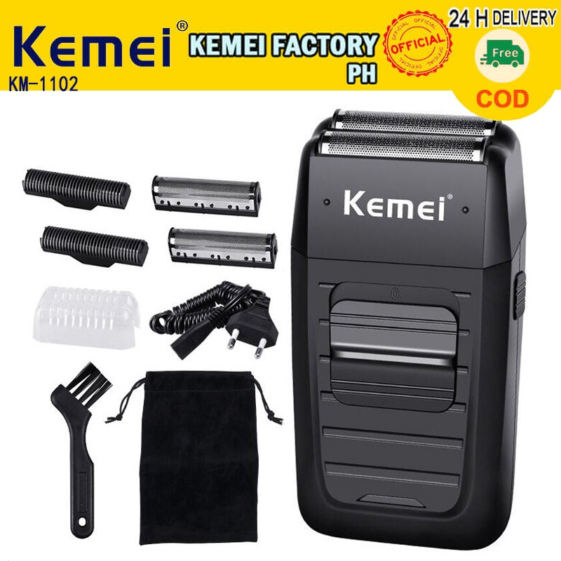 Kemei KM-1102 Cordless Shaver for Men Twin Blade Reciprocating Beard ...