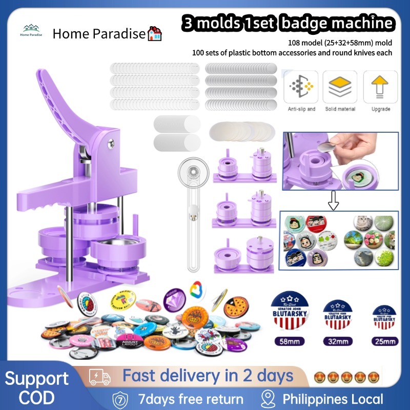[Local delivery] Button Badge Maker Machine, Different size mold ,25+32 ...