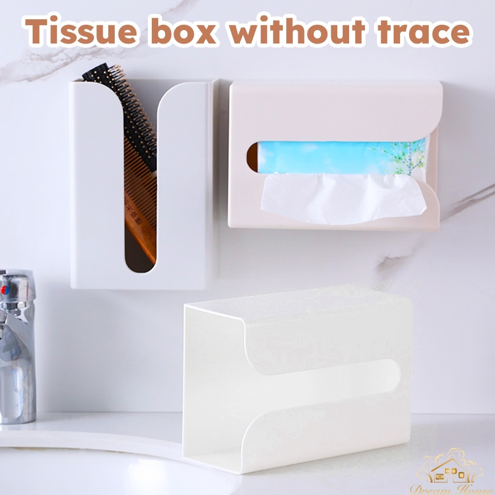 Paste Type Tissue Storage Box Wall Mounted Tissue Case Bathroom Kitchen ...
