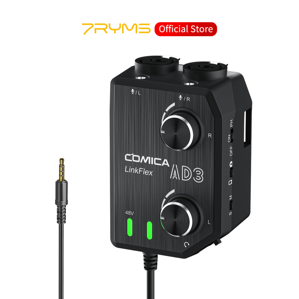 Comica LINKFLEX AD3 2-Channel XLR/3.5/6.35mm Mic Audio Mixer Preamp ...
