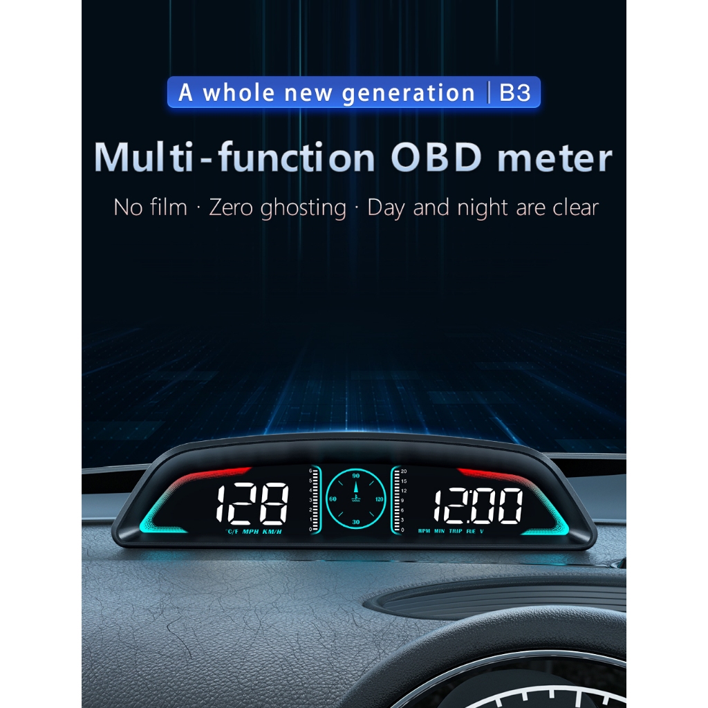 Universal OBD2 Meter Speedometer Head Up Display Muti-function Gauge B3 ...