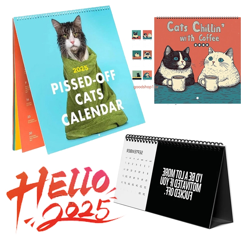 Angry Cats 2025 English Calendar Pissed-Off Cats Calendar 2025 Desk ...