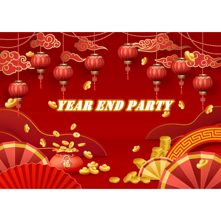 YEAR END PARTY Photography Backdrop Happy Chinese New Year Photo ...