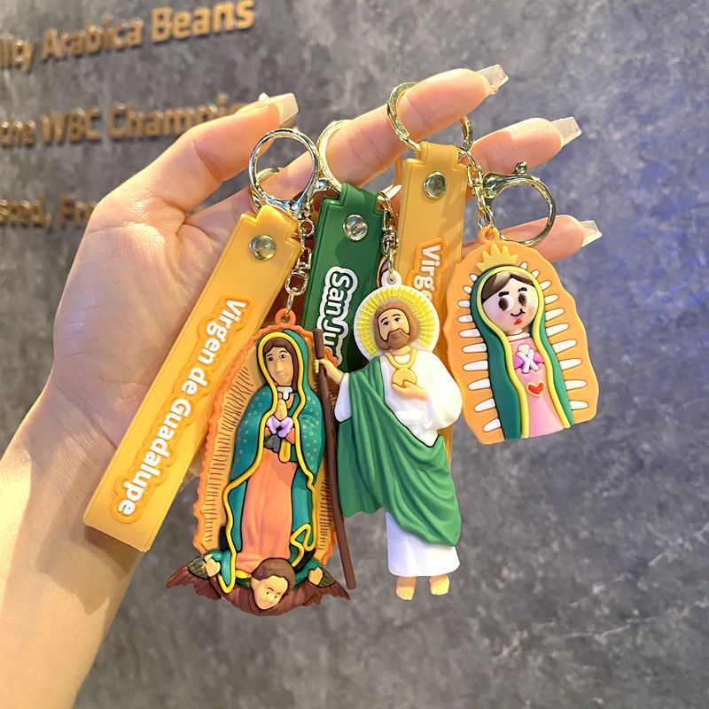Jesus Saint Mary keychain PVC soft rubber Virgin keychain Gift Key ring ...