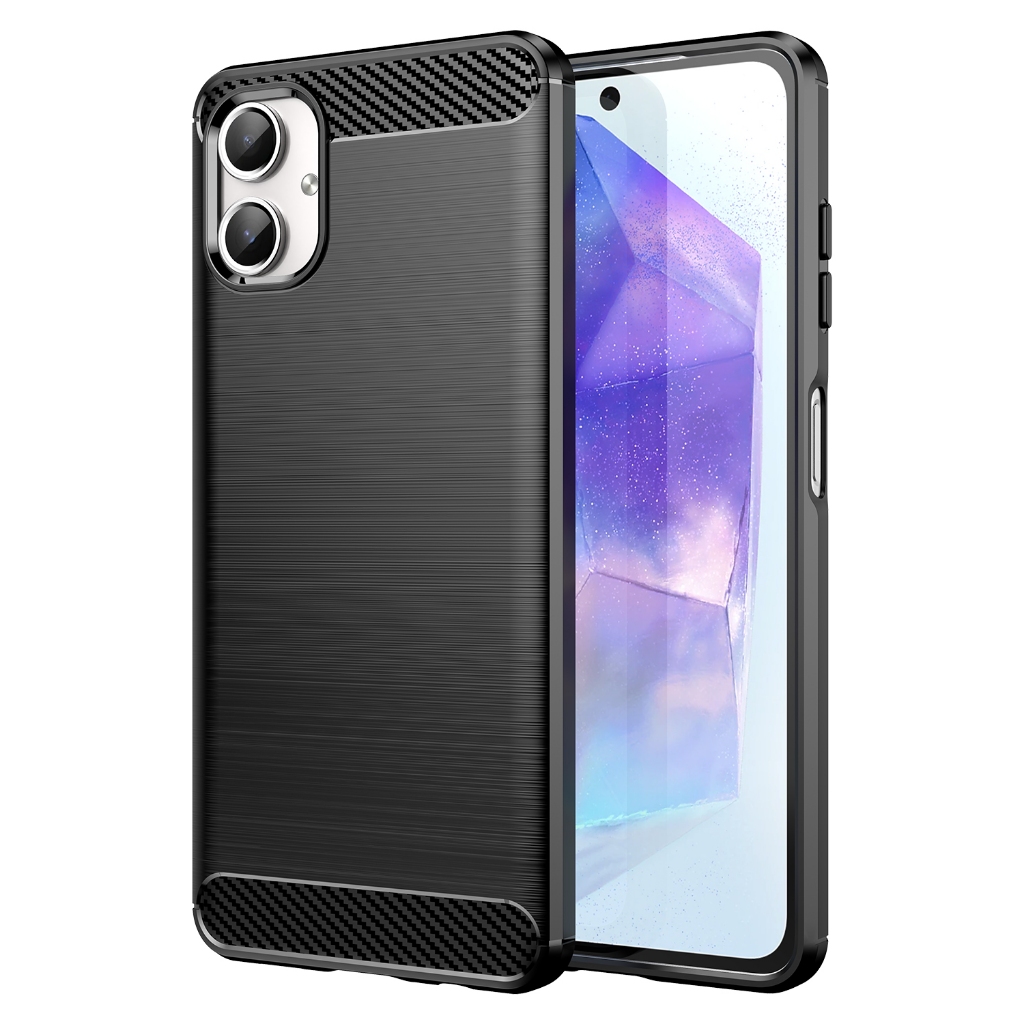 For Samsung Galaxy A06，Brushed carbon fiber protective case soft shell ...