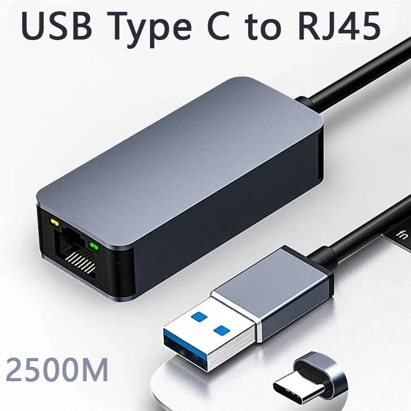 2500Mbps USB Type CTo RJ45 Ethernet 2.5G Network Card Adapter USB C To ...
