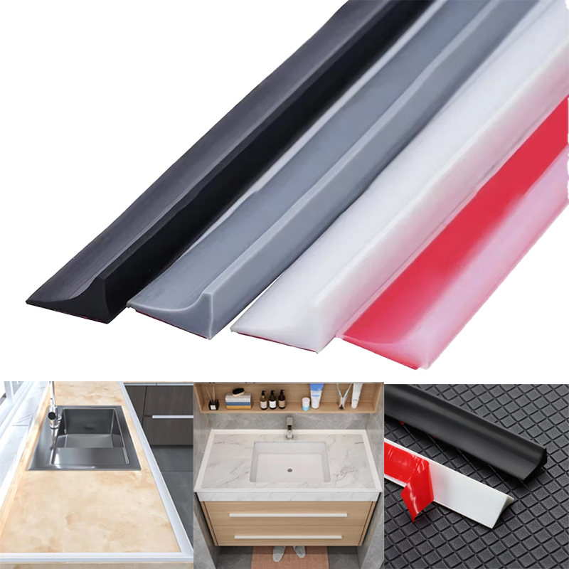 Silicone Self-Adhesive Kitchen Bathroom Countertop Water Stopper ...