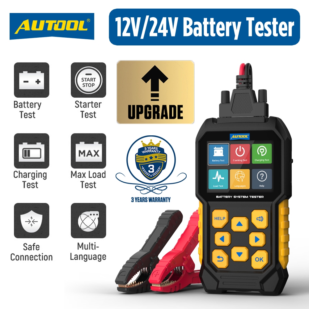 AUTOOL Car Battery Tester BT460 Battery Tester Analyzer 12 24v Battery ...