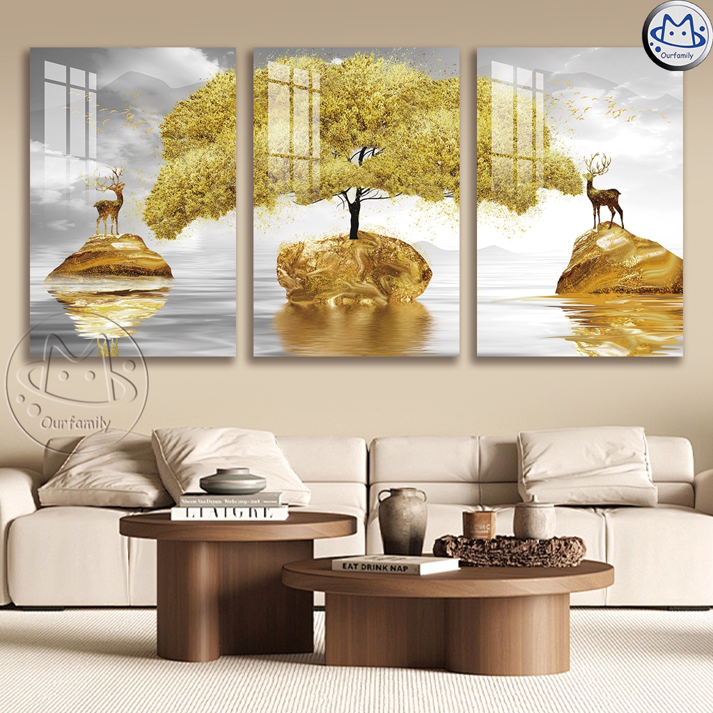 3pcs/Set Money Tree Fortune Tree Wall Decoration Painting Deer ...