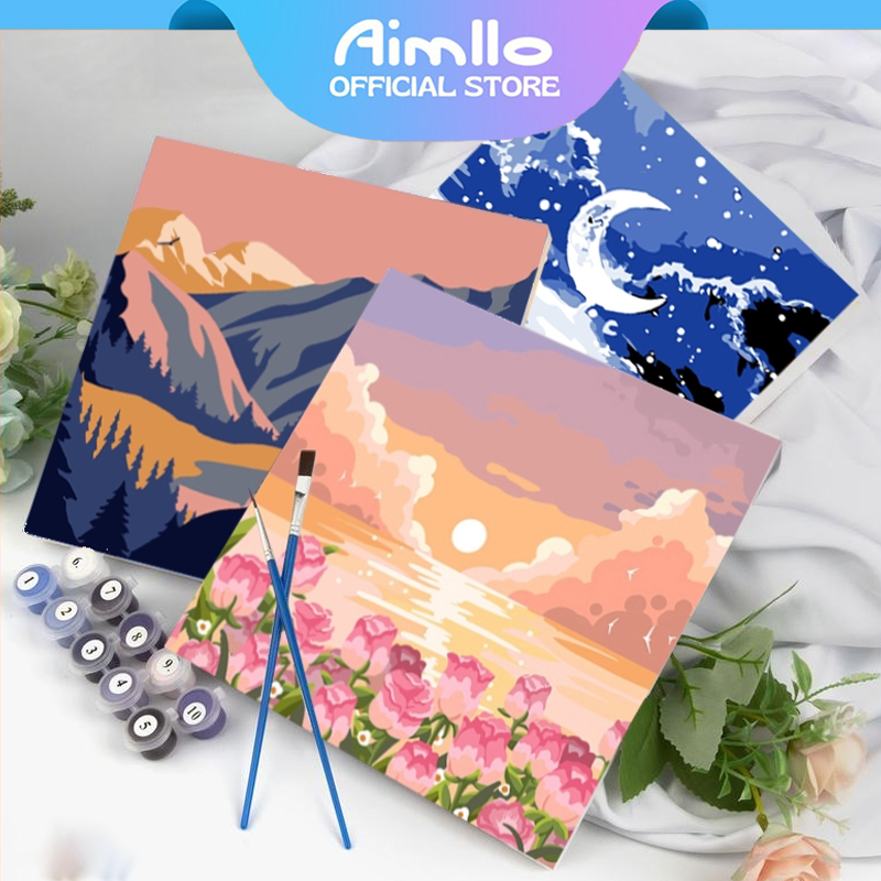 Digital Oil Paint By Numbers 20X20cm Canvas Frame Number Painting kit ...