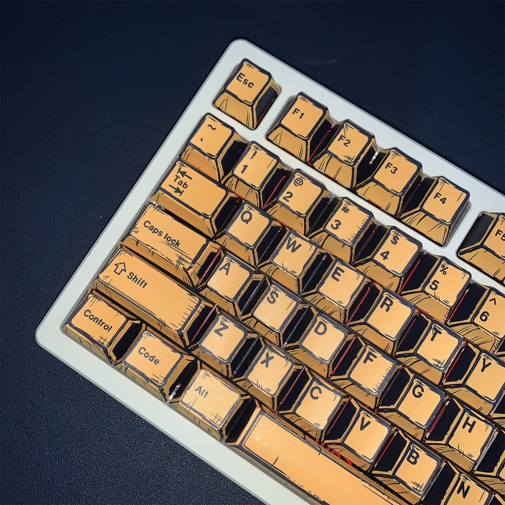 Comic Yellow Keycaps PBT Dye-sub Cherry Profile Keycap Custom Keycaps ...
