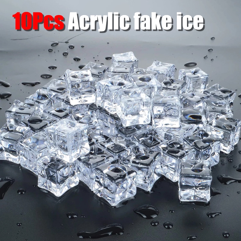 10/20/50Pcs Artificial Clear Fake Ice Cubes Acrylic Ice Rock Diamond ...