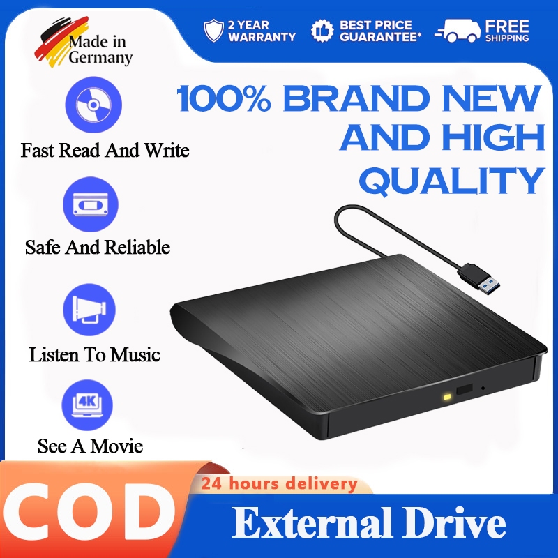 External CD DVD Drive USB Slim Portable External DVD Player DVD CD-RW ...