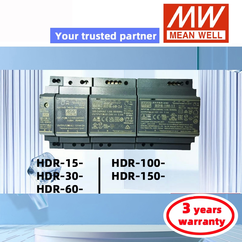 MEAN WELL HDR-15 HDR-30 HDR-60 HDR-100 HDR-150 DC12V DC24V Switching ...