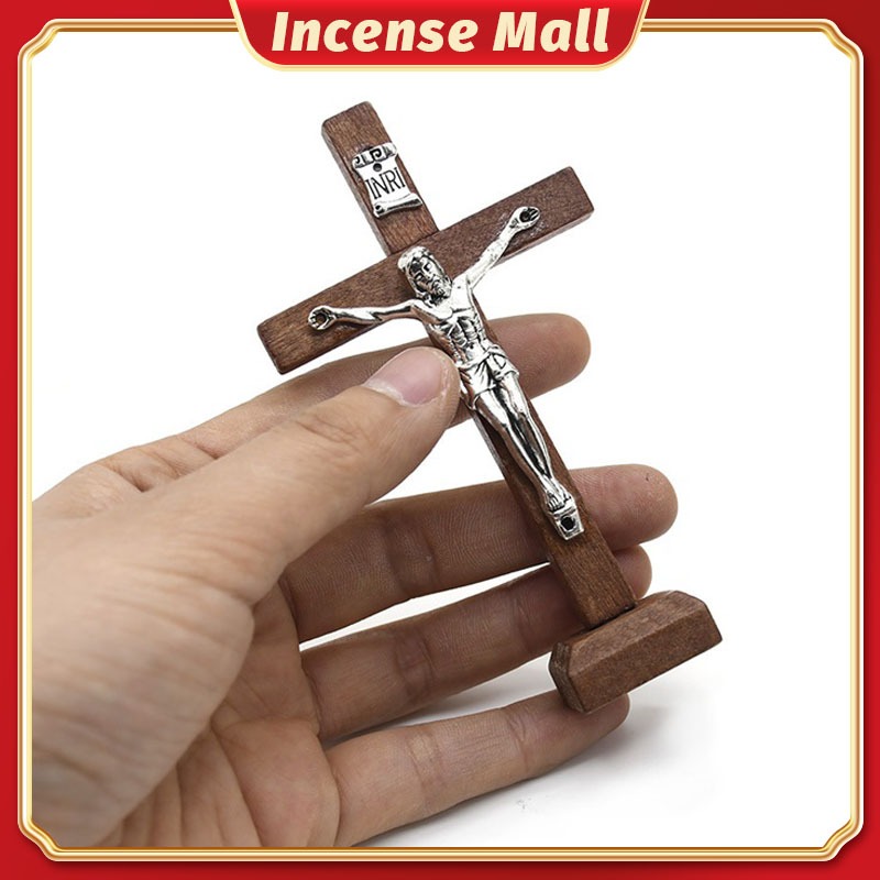 Wood Cross with stand (105mm*60mm) Creative Religious Caring Cross ...