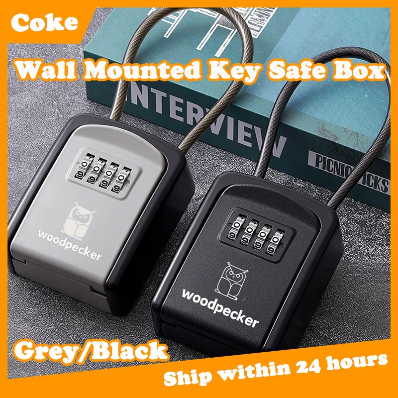 Key Lock Box 4 Digit Combination Wall Mounted Key Safe Box with ...