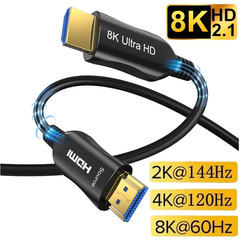 10m 20m 30m 50m 100m 8K Fiber Optic HDMI-Compatible 2.1 Cable 4K HDCP2 ...