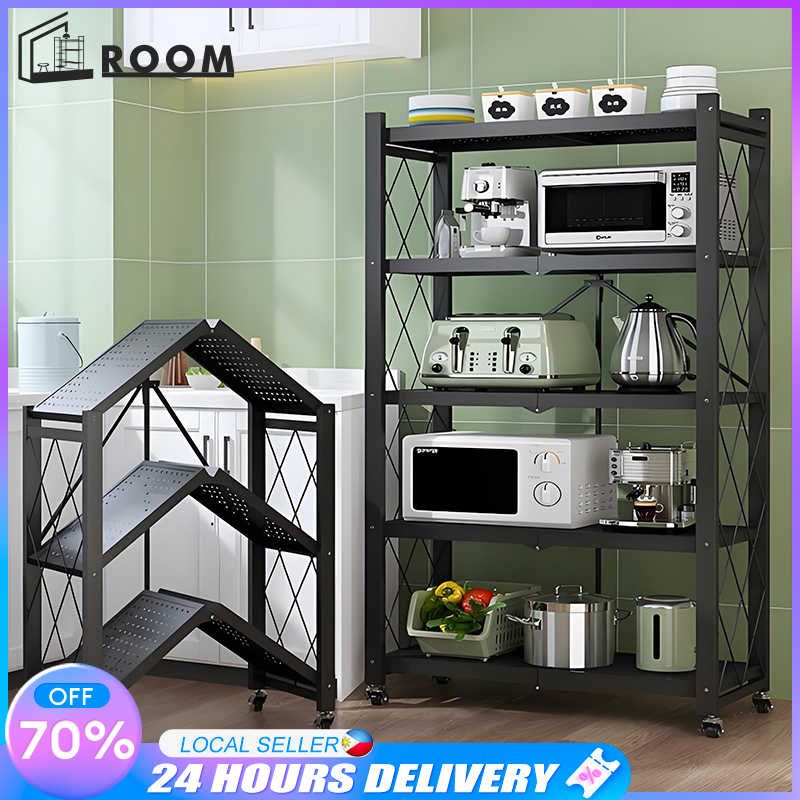 3/4/5 Layer Foldable Kitchen Rack organizer Multifunction Foldable ...