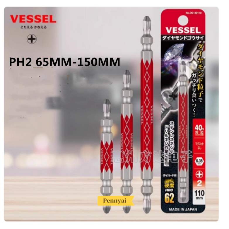 Japan VESSEL Diamond Bit Cross Double Head Electric Bit PH2 * 65-150mm ...